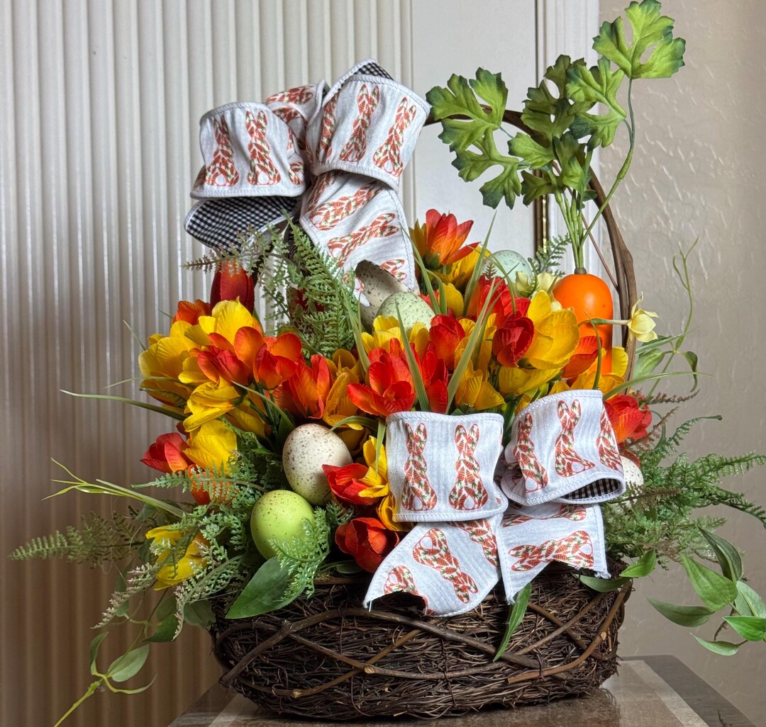 Easter Farmhouse Tulip Basket Spring -summer Silk Flower Basket Flower ...