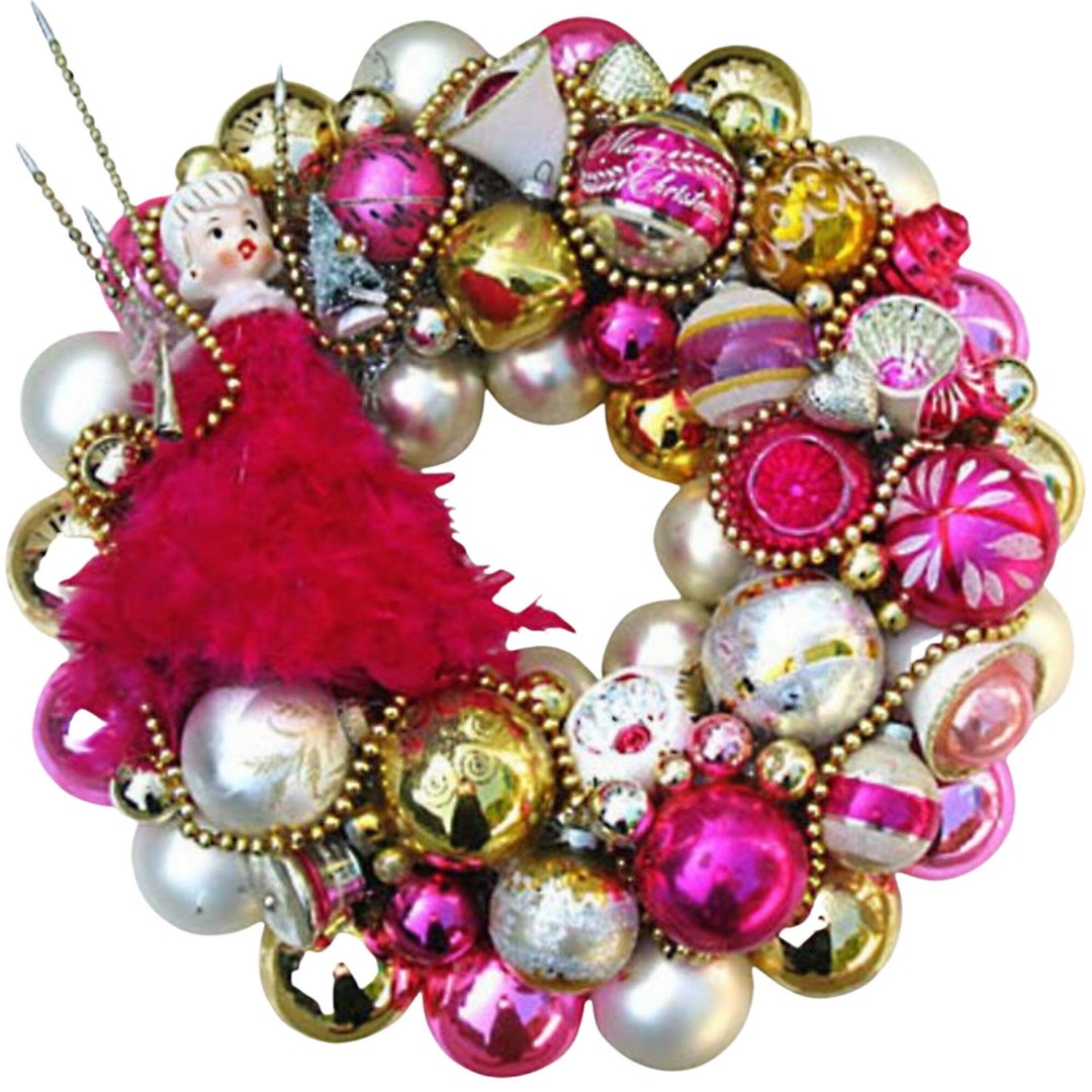 Shiny Brite Wreath Decor 1940s Holt Howard Angel Wreath Real Shiny ...