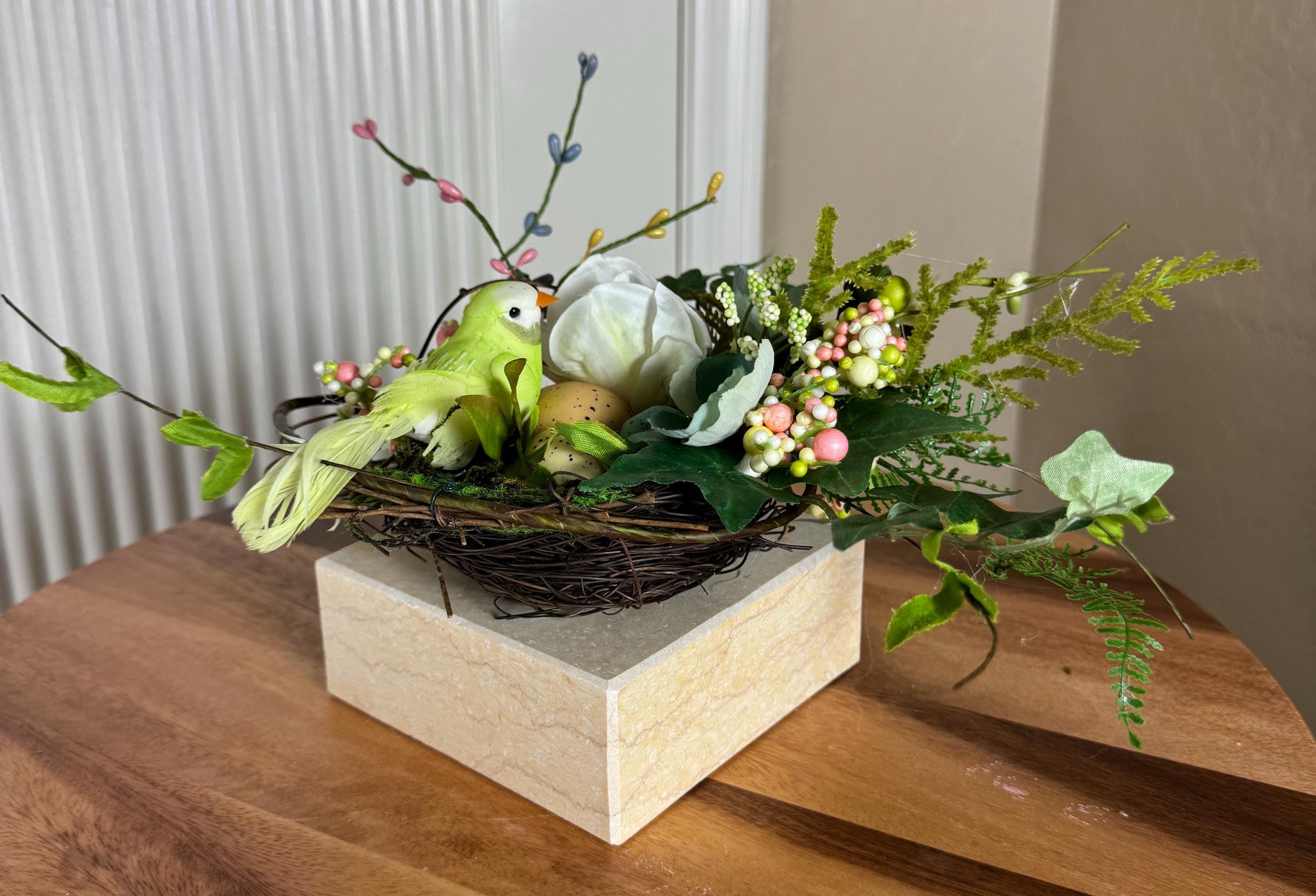 Handcrafted Spring Bird Nest Centerpiece: Rustic Floral Table Decor - Etsy