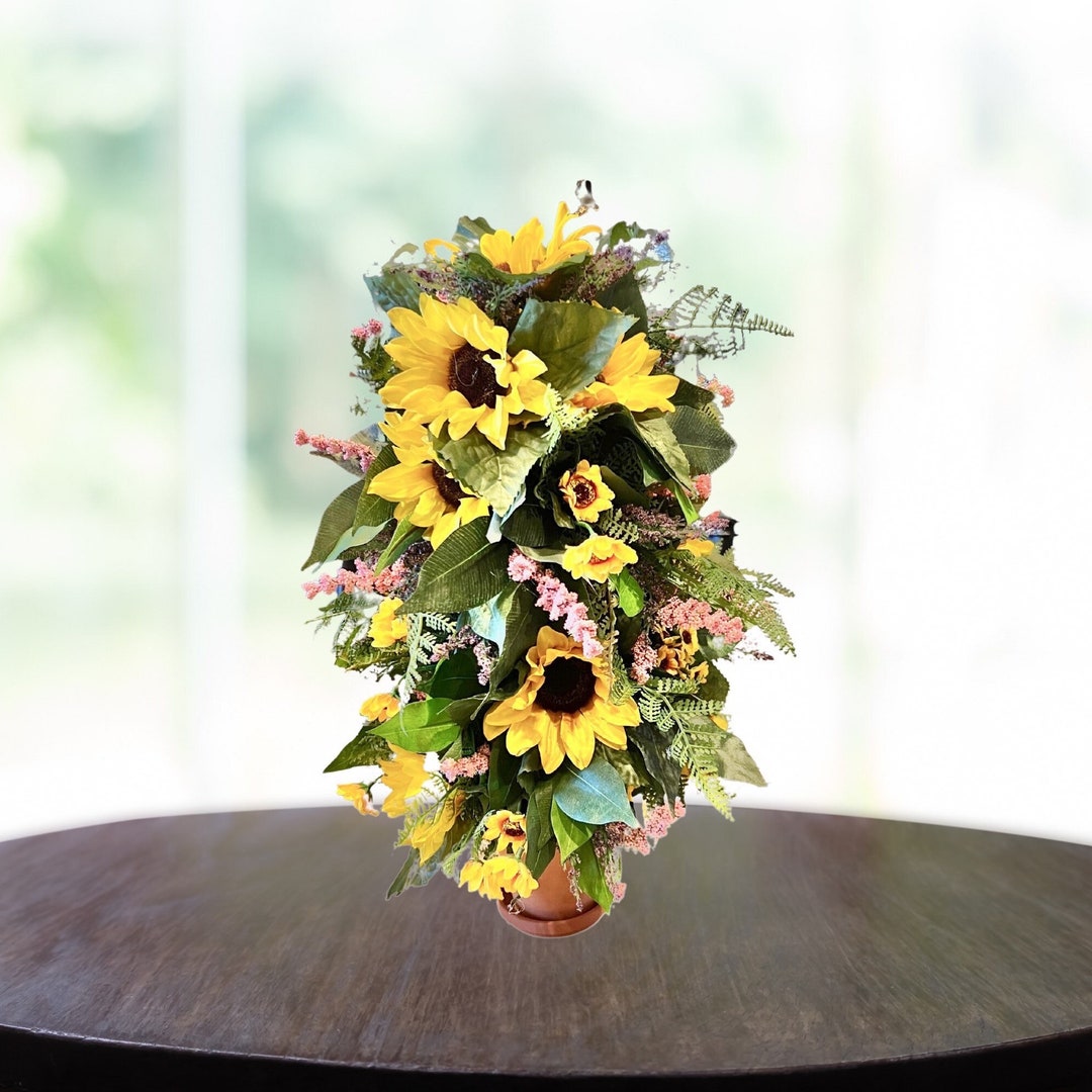 Everyday Tabletop Topiary - Tabletop Sunflower Floral Decor - Summer ...