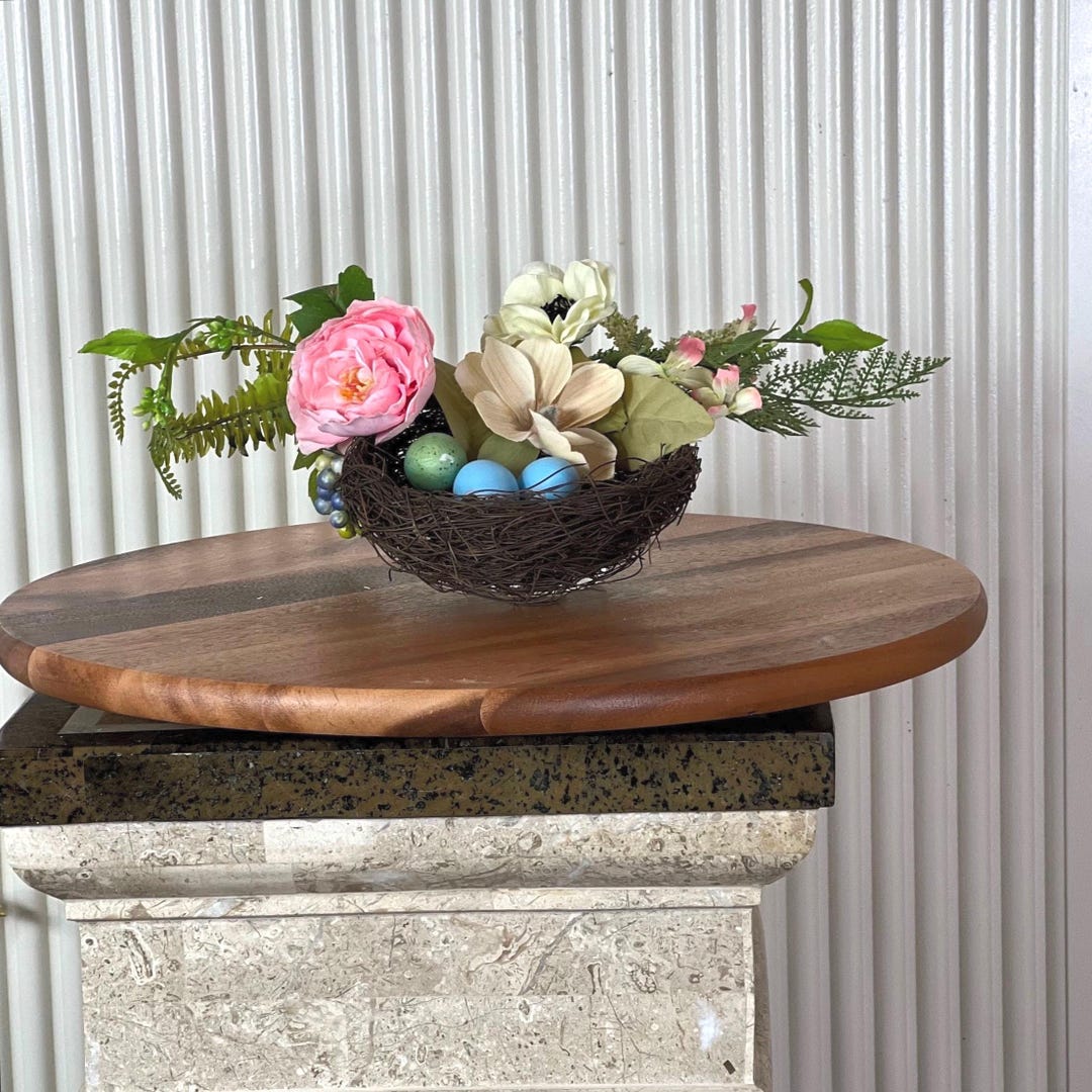Farmhouse Spring Nest Centerpiece, Rustic Twig Nest With Eggs & Floral ...