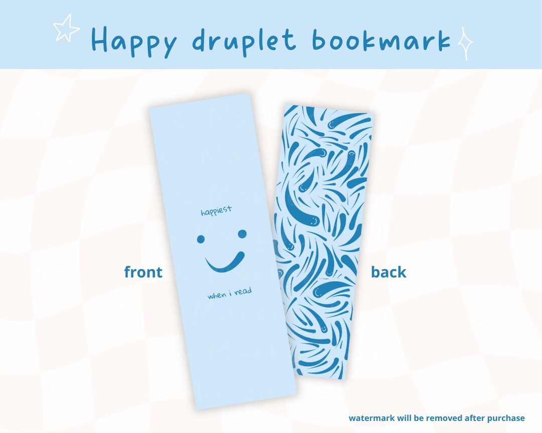 Cute Printable Bookmark – Happy Blue Smiley Design | Digital Download ...