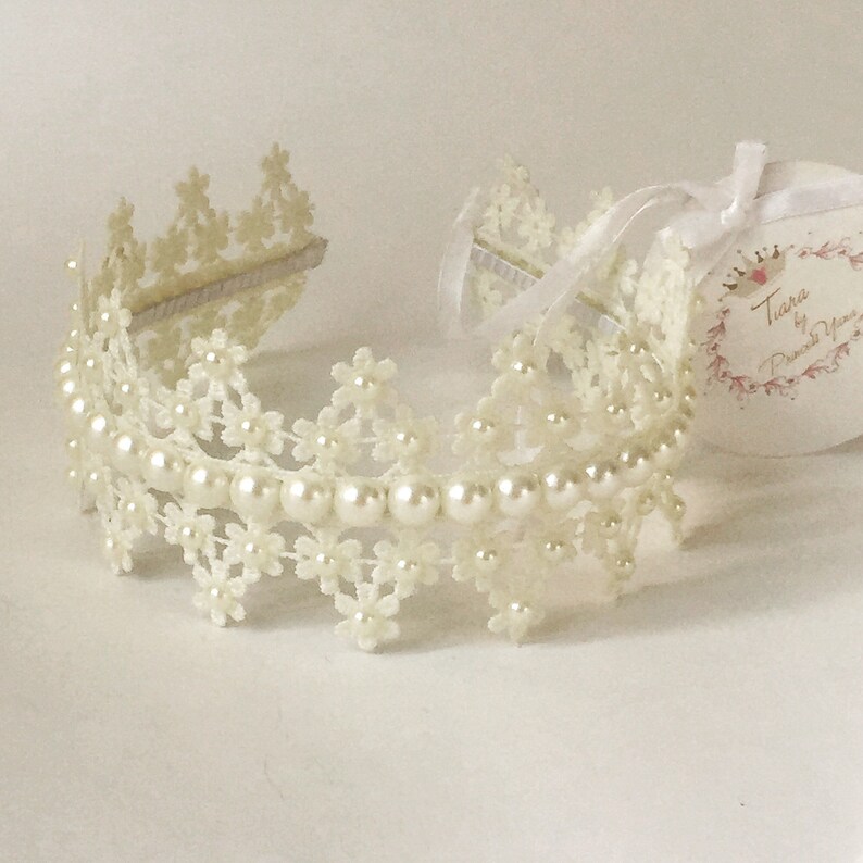 Lace Crown With Pearls - Etsy
