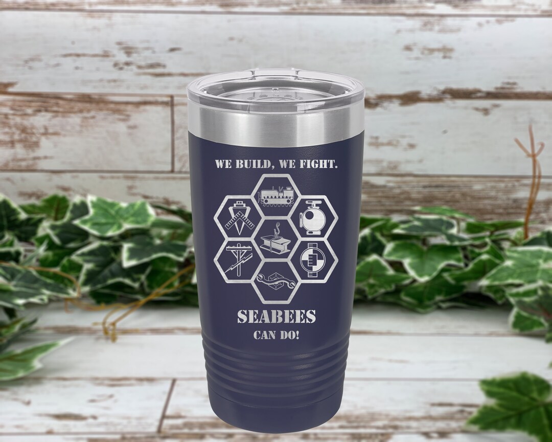 US Navy Seabee Honeycomb Design - Insulated Engraved Stainless Steel ...