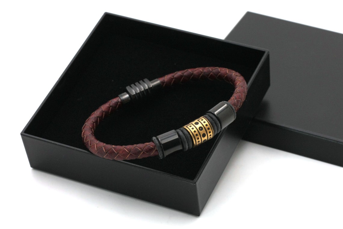 Bracelet Leather Bracelet Men's Red Narrow Braided - Etsy UK