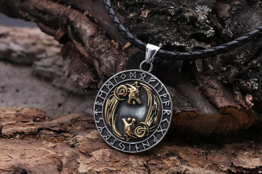 Viking Necklace Pendant, Stainless Steel Wolf Pendant, Vensir, Norse ...
