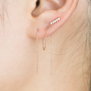 Chain Threader Earrings-pull Through Earrings-minimalist Earrings - Etsy UK