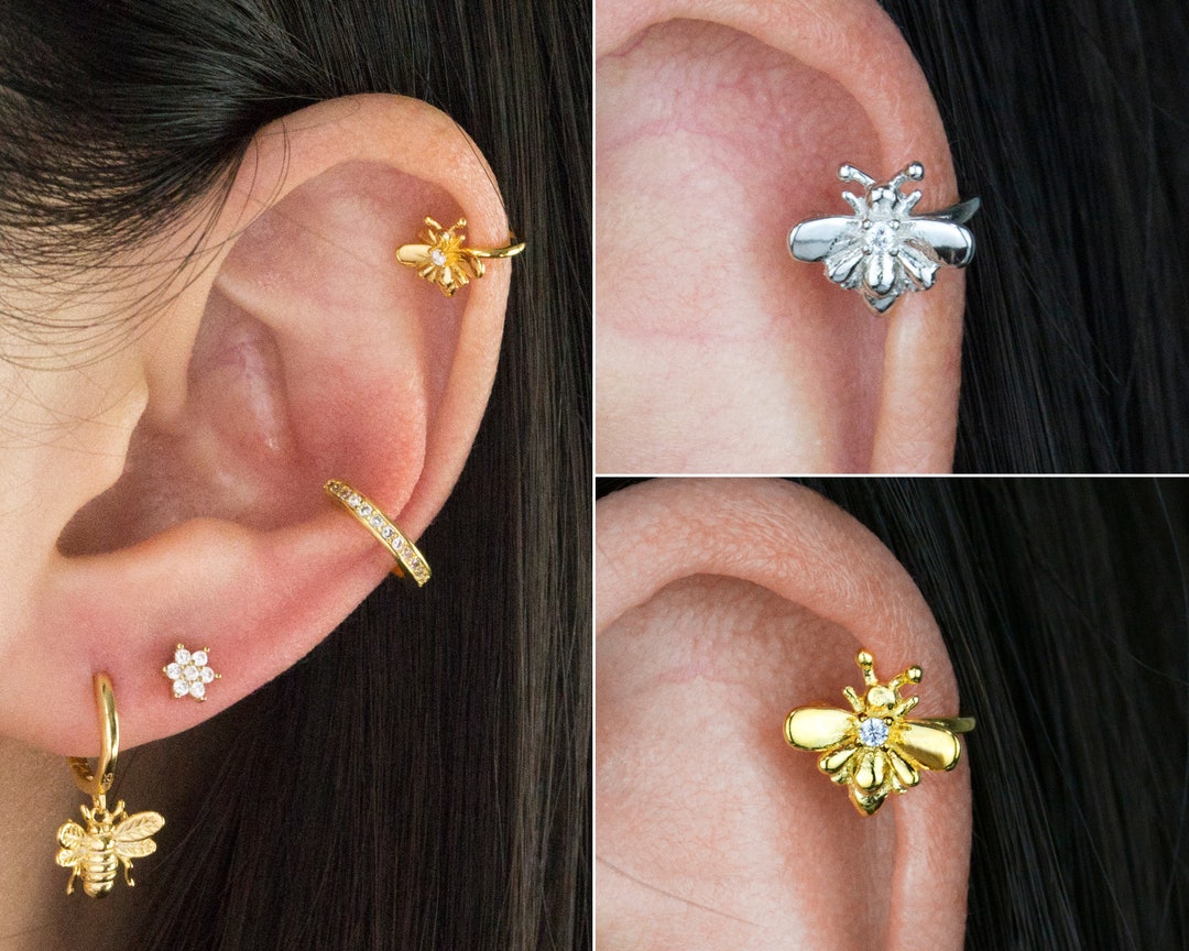 Bee Ear Cuff- Ear Cuff No Piercing- Bee Earrings- Non-pierced Earrings ...