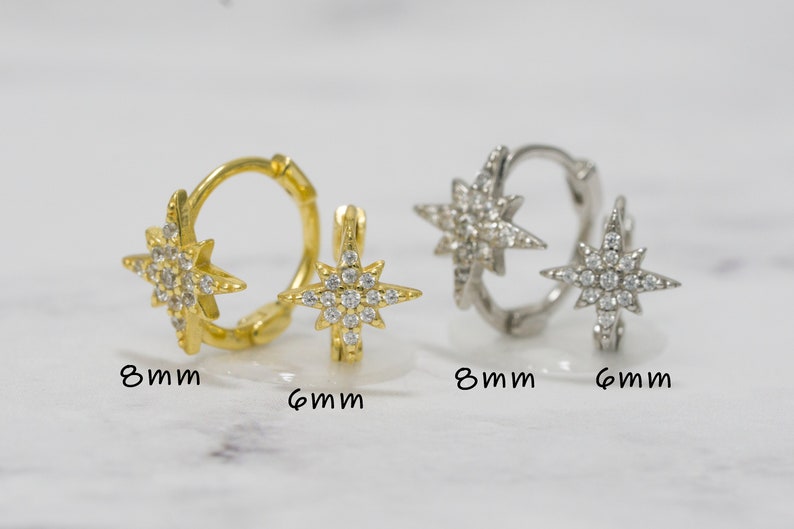Starburst Huggie Hoop Earrings-stacking Earrings-tiny Hoop Earrings ...