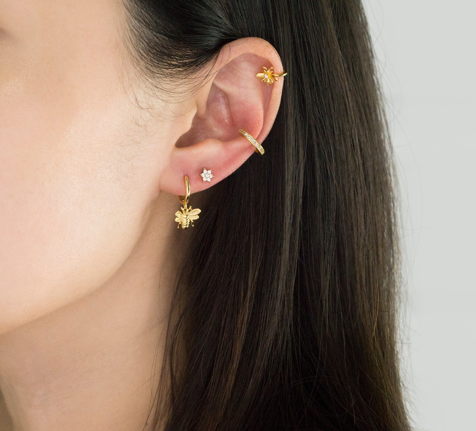 Bee Ear Cuff- Ear Cuff No Piercing- Bee Earrings- Non-pierced Earrings ...