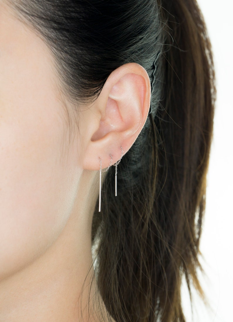 Chain Threader Earrings-pull Through Earrings-minimalist - Etsy UK