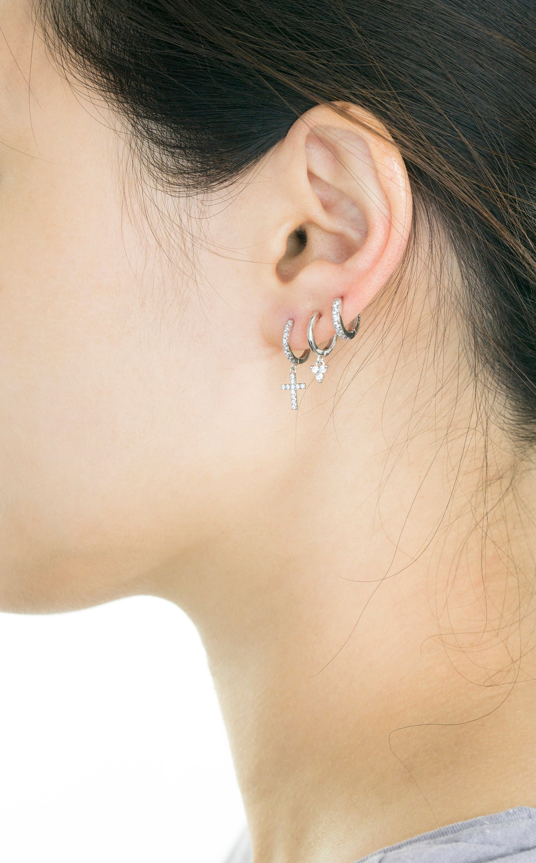 Cubic Cross Dangle Hoop Earrings-cross Hoops Cubic Zirconia | Etsy