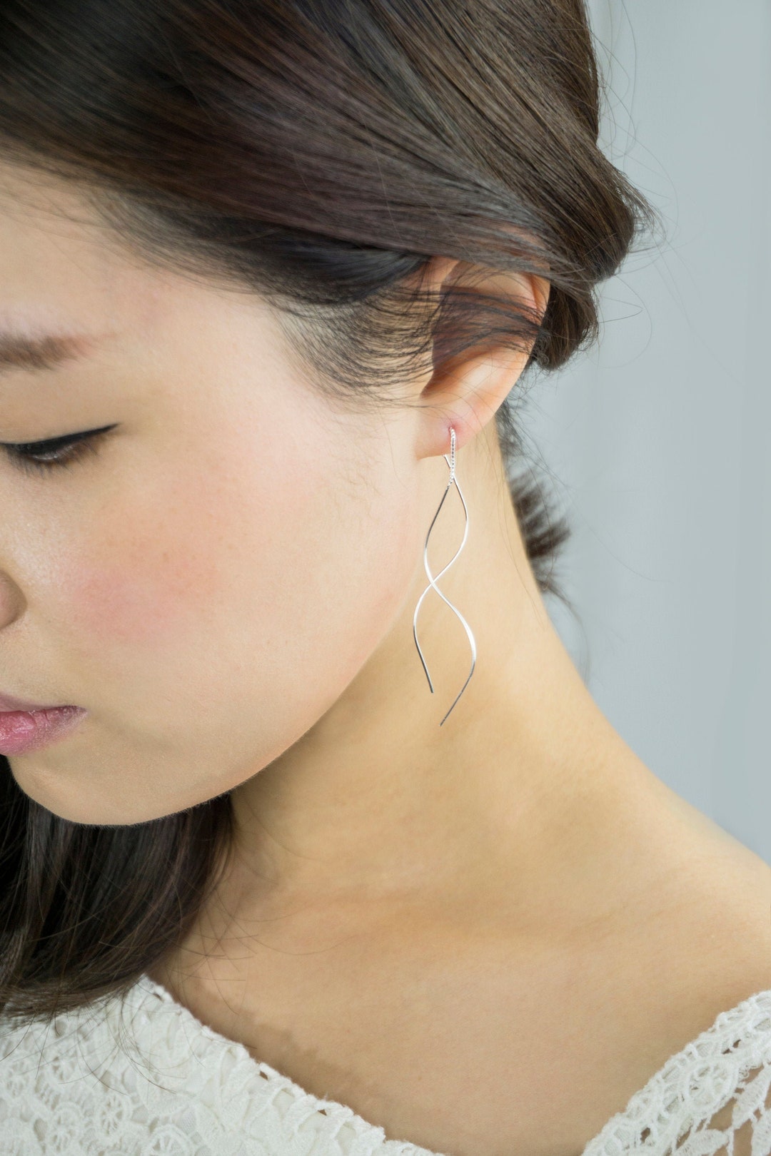 Spiral Threader Earrings-twist Earrings-925 Sterling Silver-pull ...