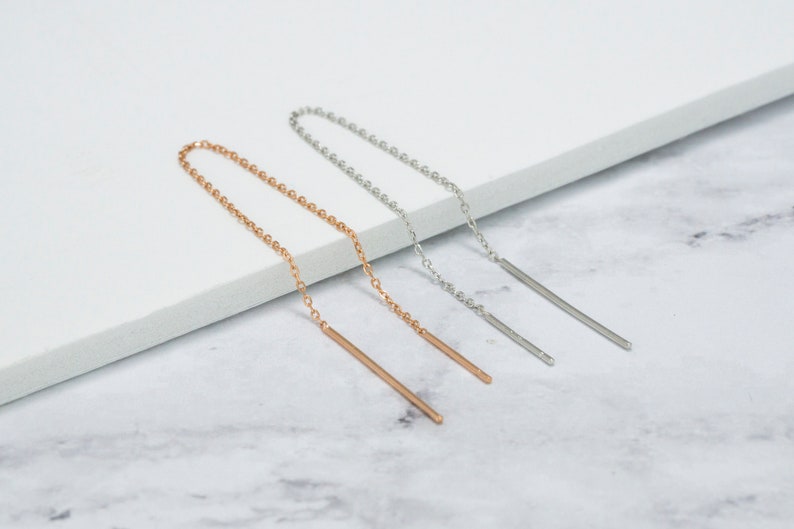Chain Threader Earrings-pull Through Earrings-minimalist - Etsy UK