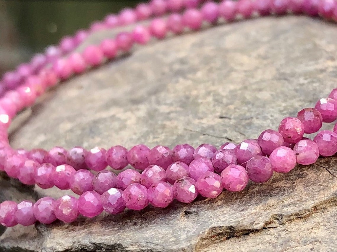 Ruby Necklace Untreated 925 Silver Clasp Light Pink - Etsy