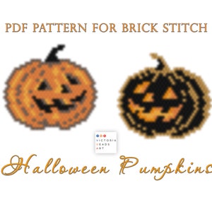 Halloween Brick Stitch Pattern Pumpkin, Halloween Beading Pattern, PDF ...