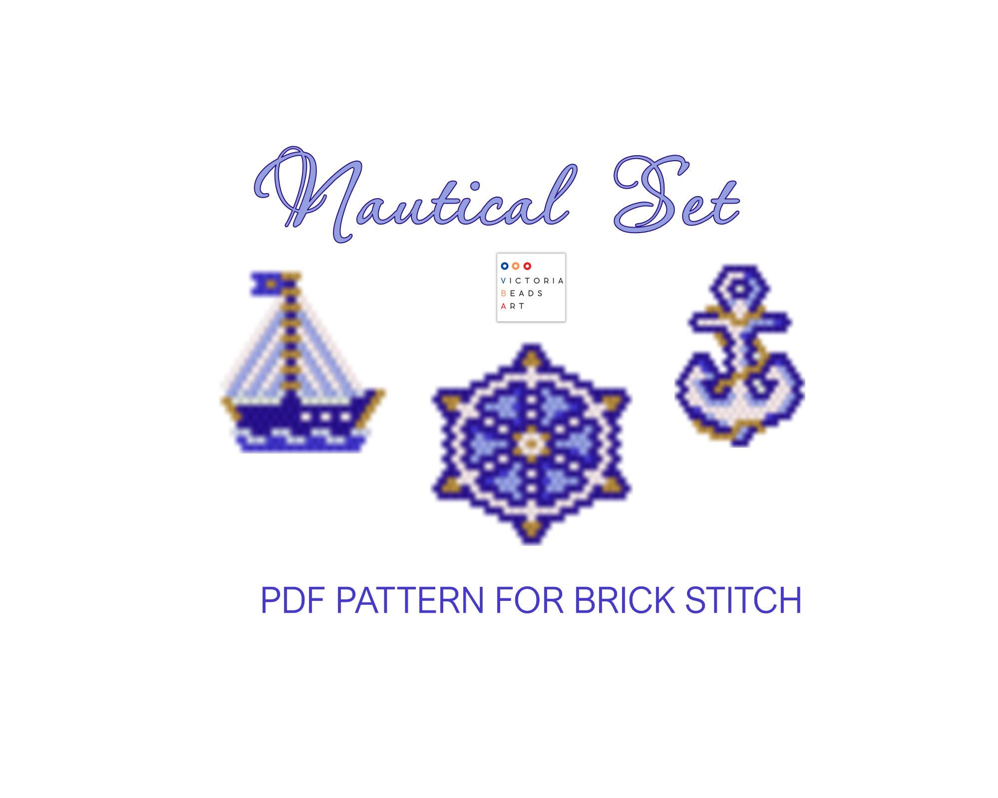 Nautical Brick Stitch Bead Pattern Set – Sailboat Anchor Ship Wheel PDF ...