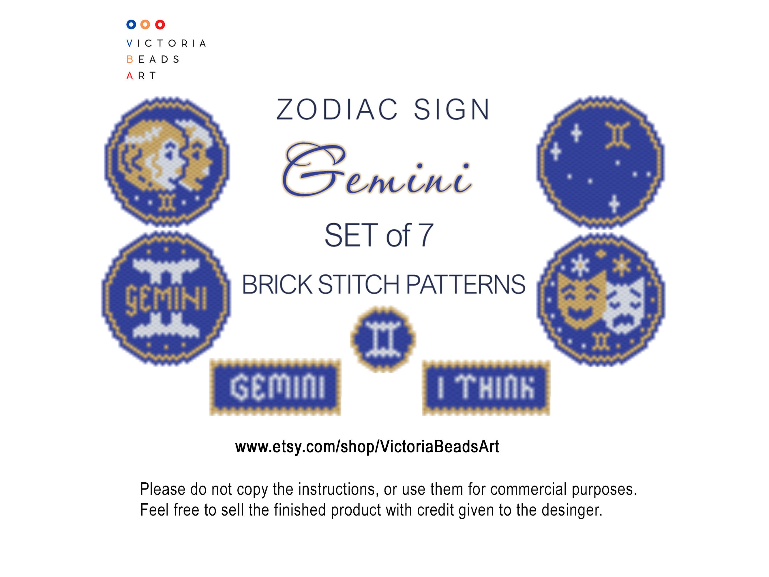 Gemini Zodiac Sign Brick Stitch Pattern, Astrological Sign Beading ...