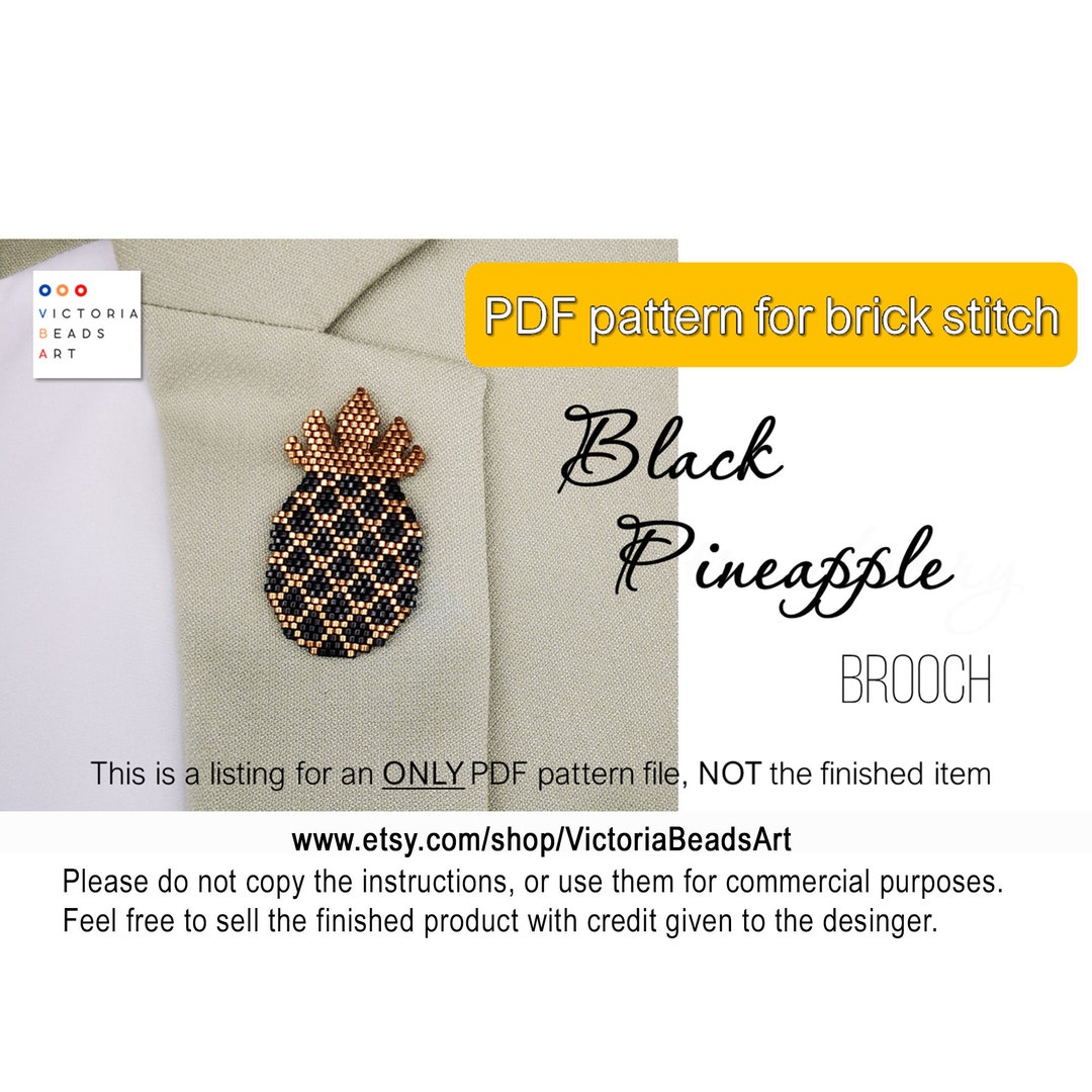 Pineapple Brick Stitch Pattern, Brooch Bead Pattern, Beading Ornament, PDF Pattern Instant ...