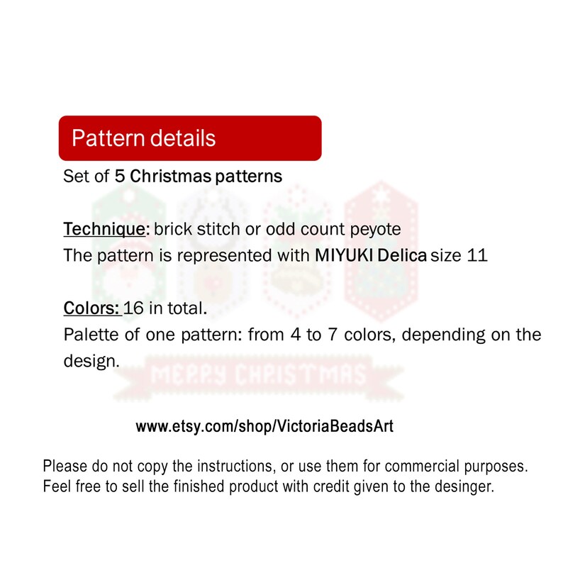 Set of Christmas Brick Stitch / Peyote Patterns, Christmas Beaded ...