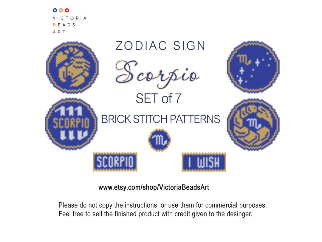 Scorpio Zodiac Sign Brick Stitch Pattern, Astrological Sign Beading ...
