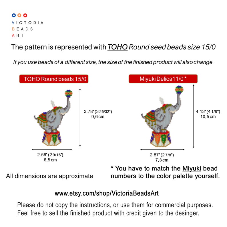 Brick Stitch Pattern Elephant, Circus Elephant Beading Pattern, Indian ...