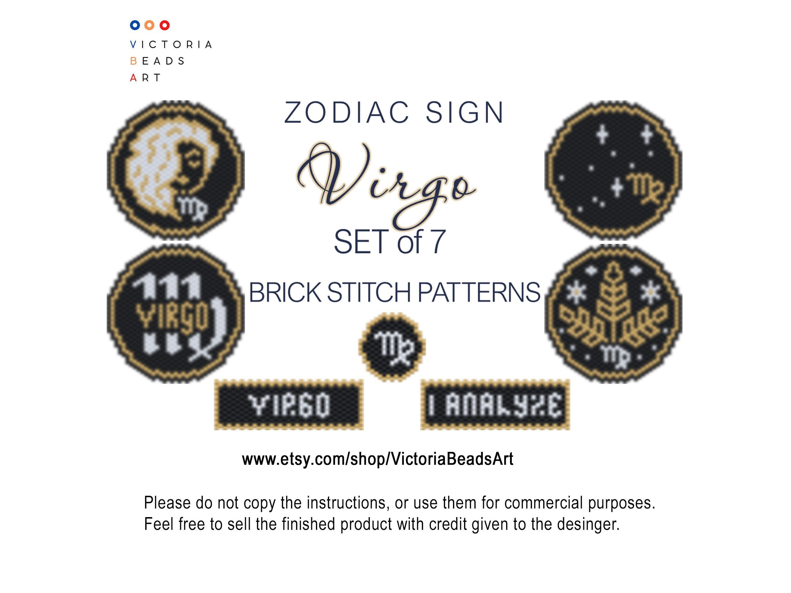 Virgo Zodiac Sign Brick Stitch Pattern, Astrological Sign Beading ...