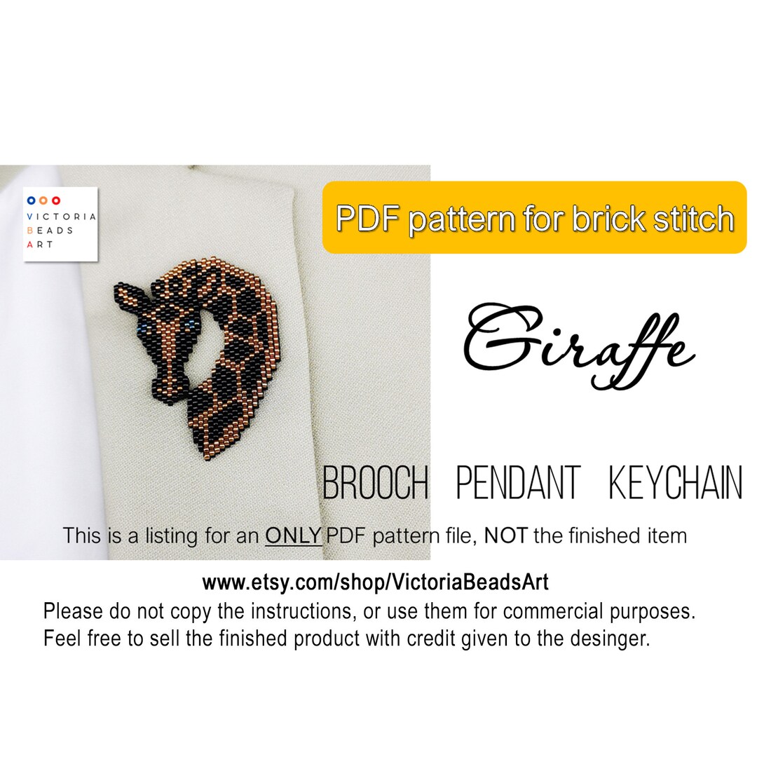 Giraffe Brick Stitch Pattern, Beaded Giraffe Pattern, Beading Animal ...