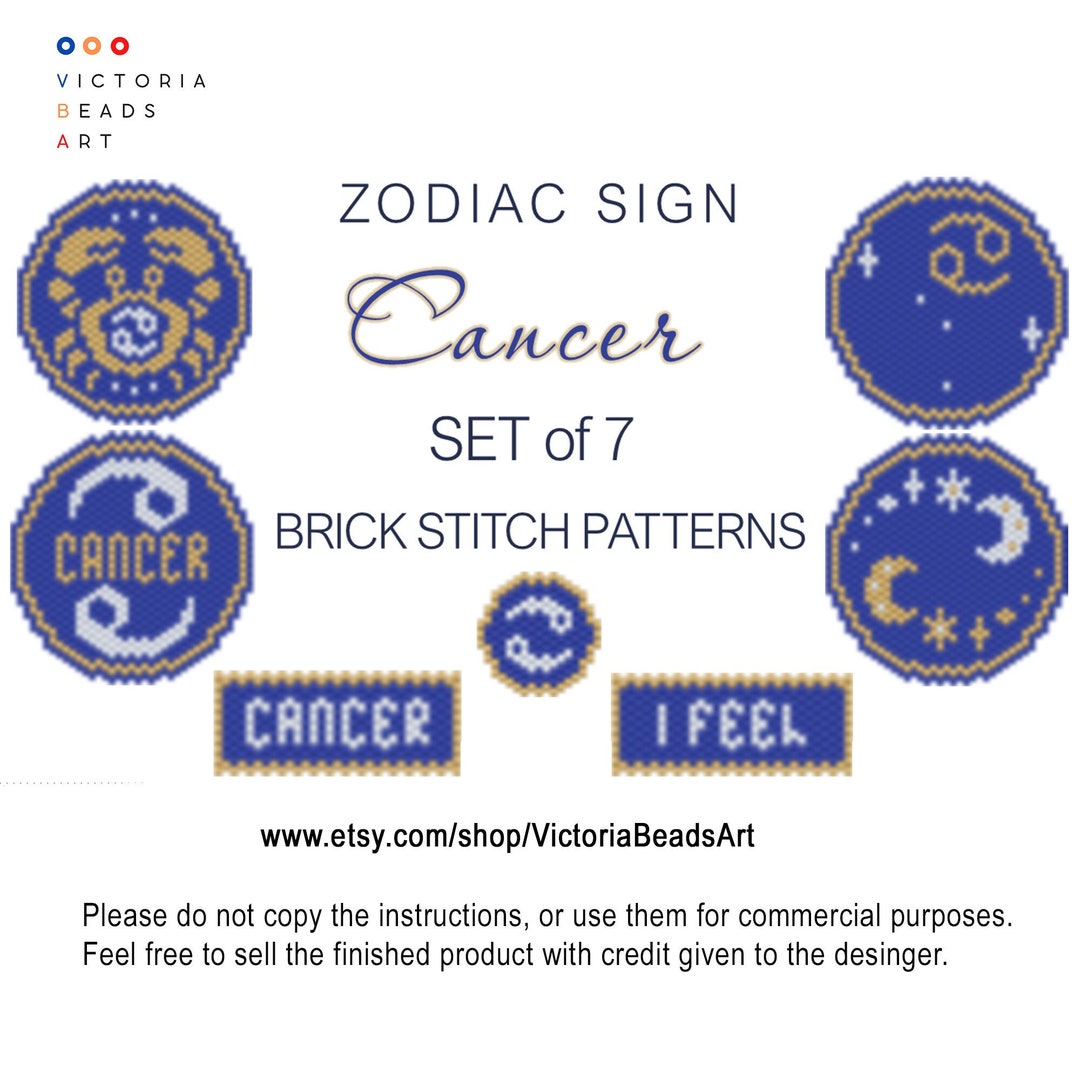 Cancer Zodiac Sign Brick Stitch Pattern Astrological Sign - Etsy