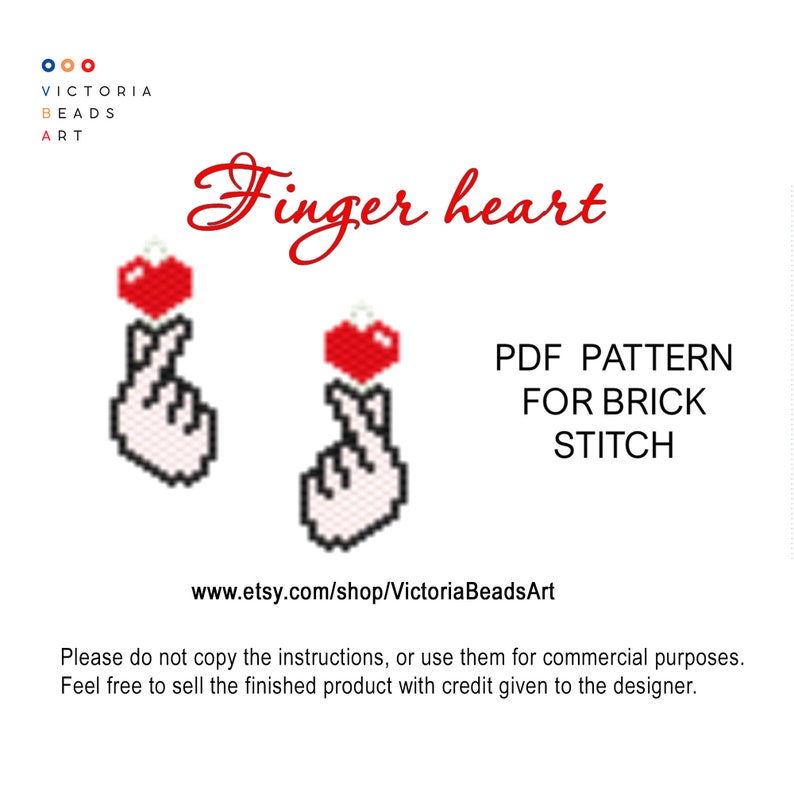 Finger Heart Brick Stitch Pattern, Korean Finger Love Symbol, St ...