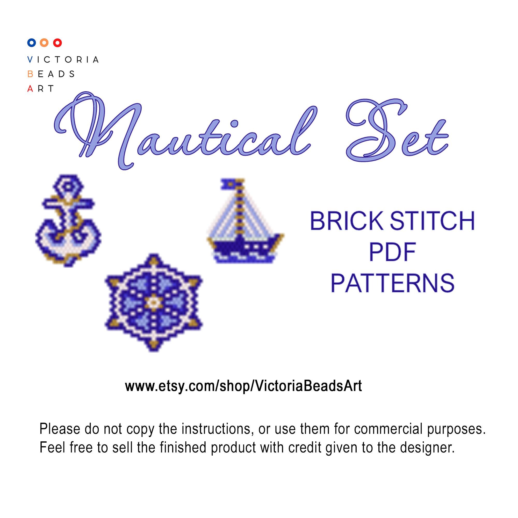 Sailboat, Anchor, Ships Wheel, Brick Stitch Beading Pattern, Beaded ...