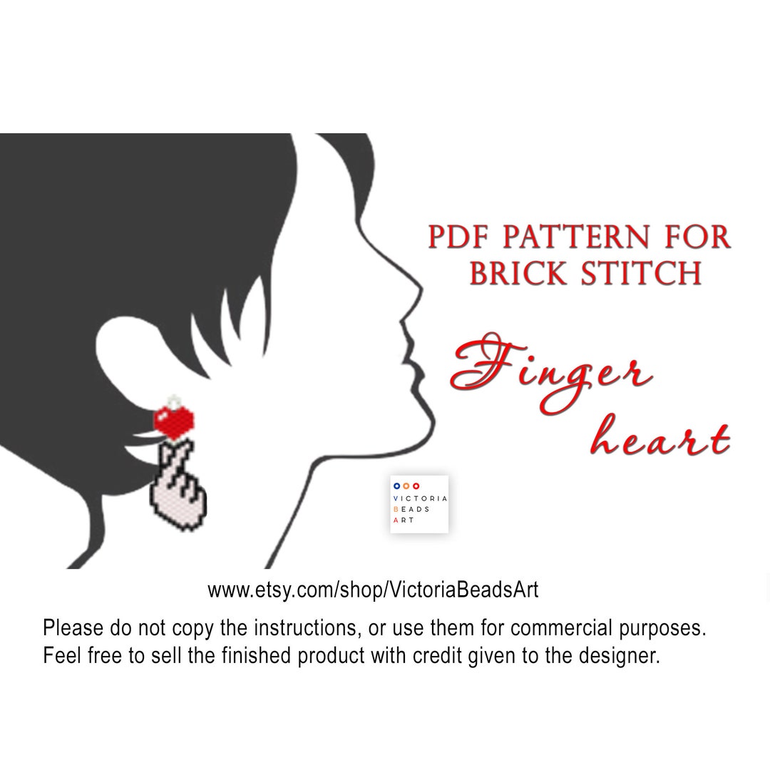 Finger Heart Brick Stitch Pattern, Korean Finger Love Symbol, St ...