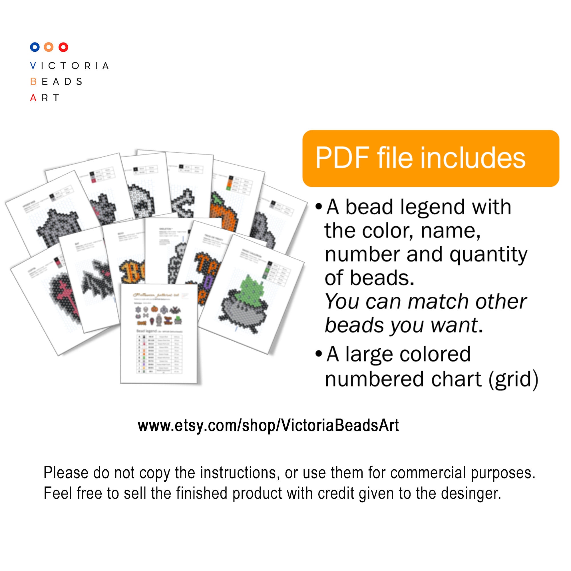 Set of 12 Halloween Brick Stitch Patterns, Halloween Beading Charms ...