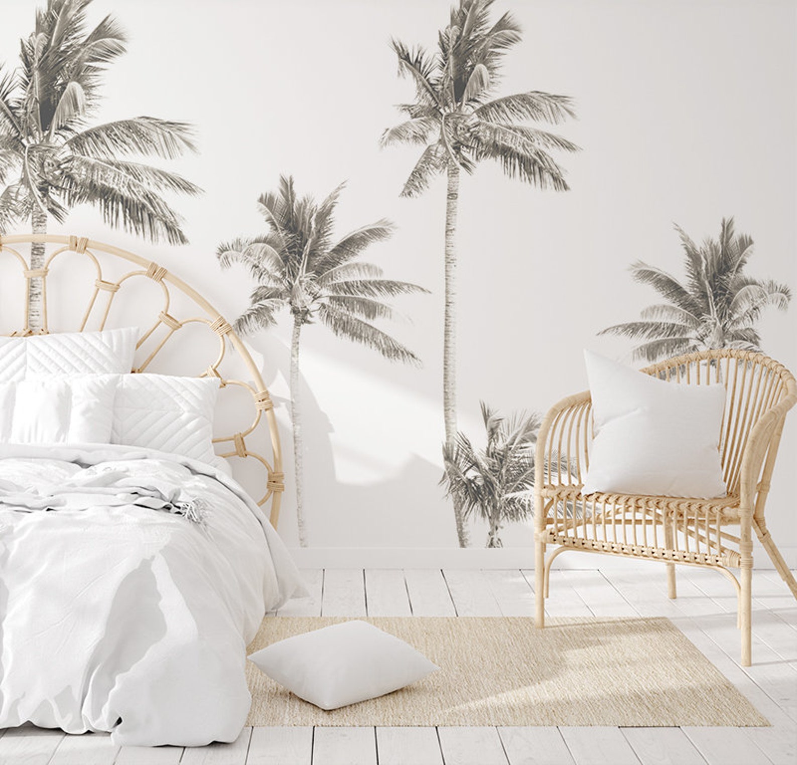 Palm Tree Mural II Removable Wallpaper also for Dolls House - Etsy