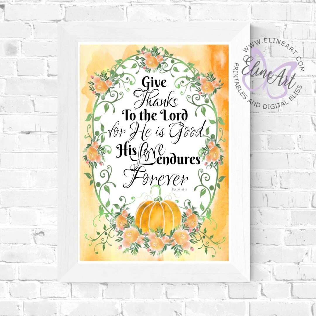 Scripture, Bible Verse, Watercolor Floral Thanksgiving Poster Print ...
