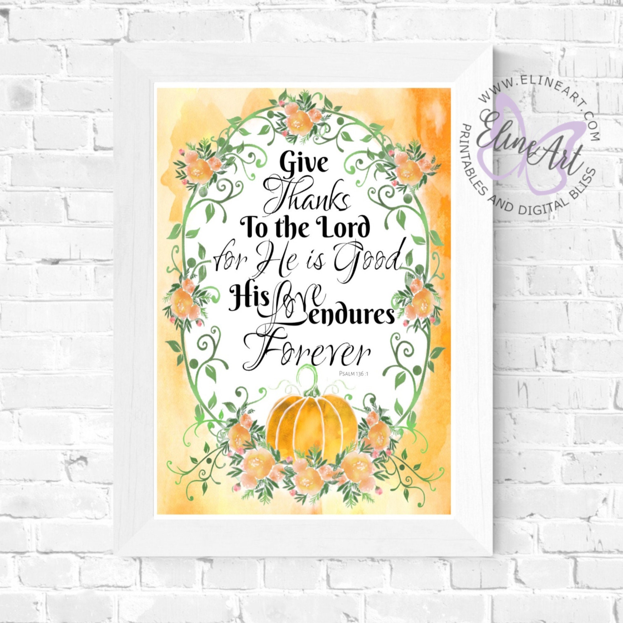Scripture, Bible Verse, Watercolor Floral Thanksgiving Poster Print ...