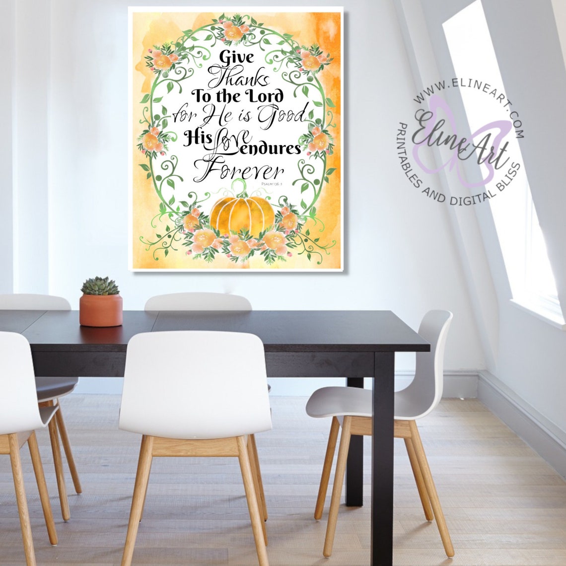 Scripture, Bible Verse, Watercolor Floral Thanksgiving Poster Print ...