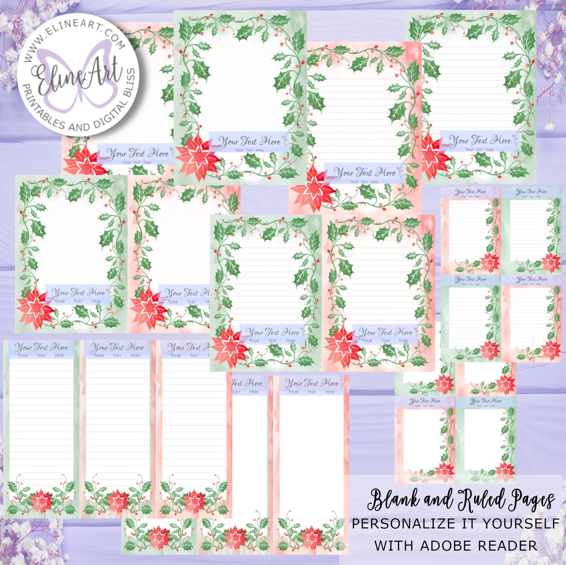 Rustic Watercolor Christmas Instant Download Printable Self Editable ...