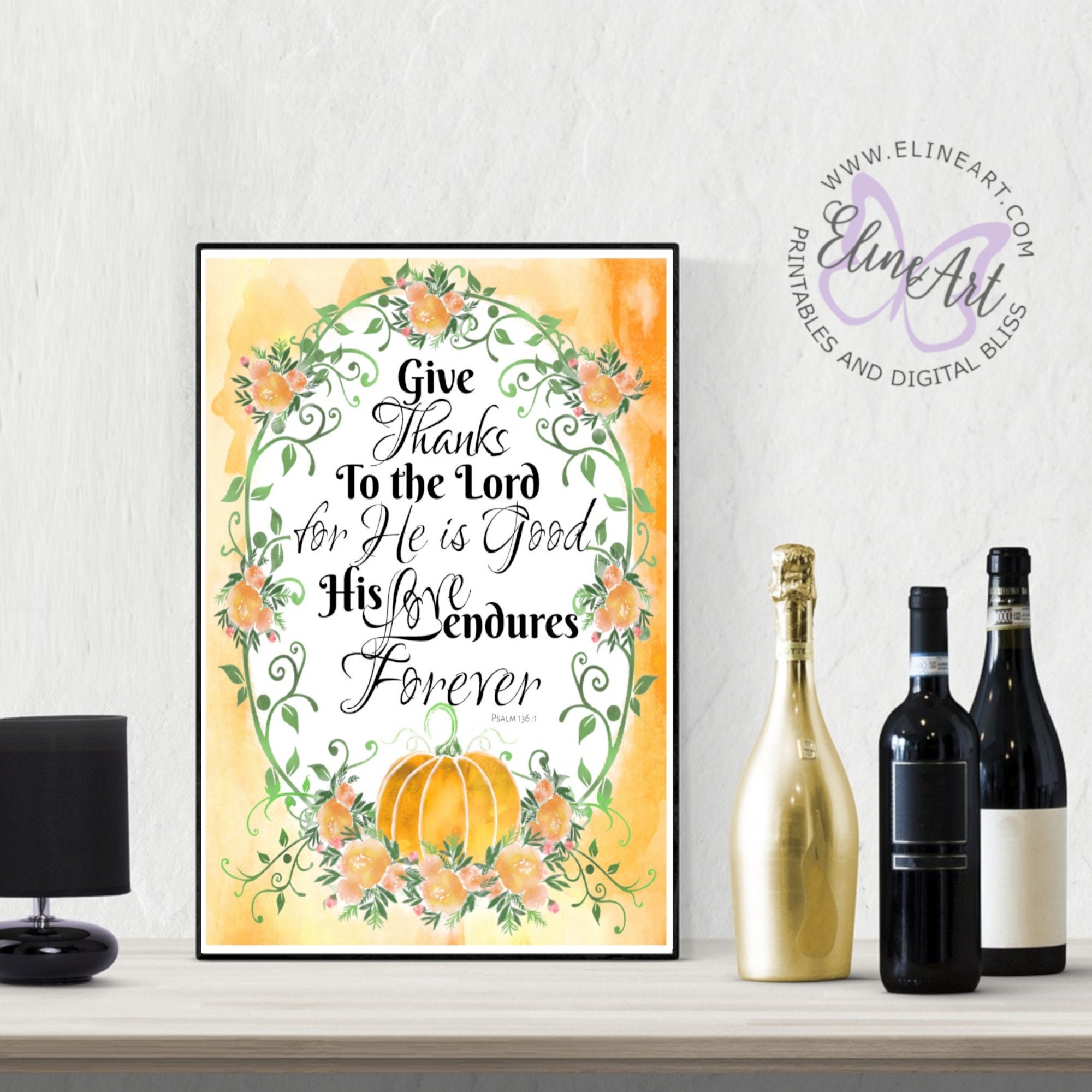 Scripture, Bible Verse, Watercolor Floral Thanksgiving Poster Print ...