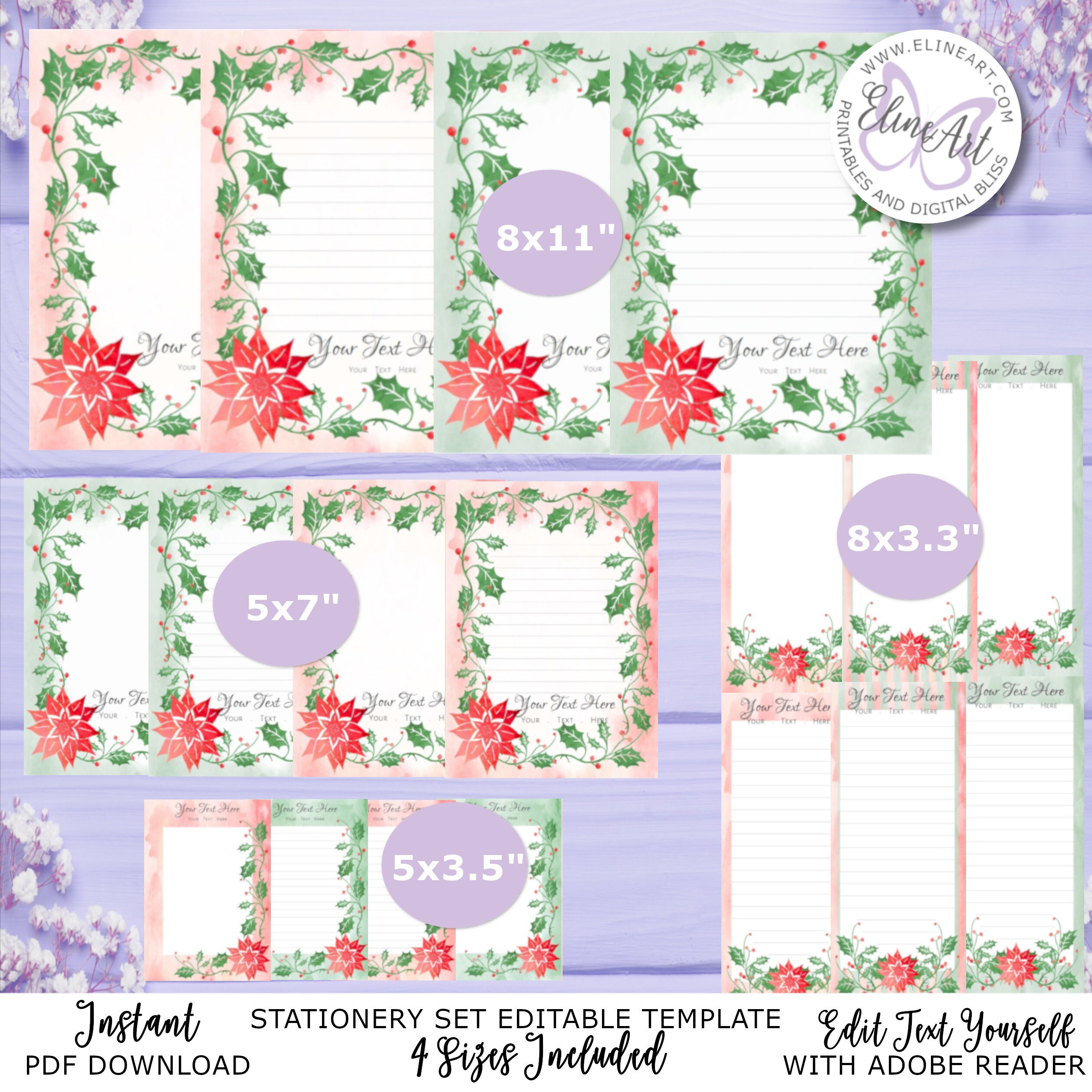 Rustic Watercolor Christmas Instant Download Printable Self Editable ...