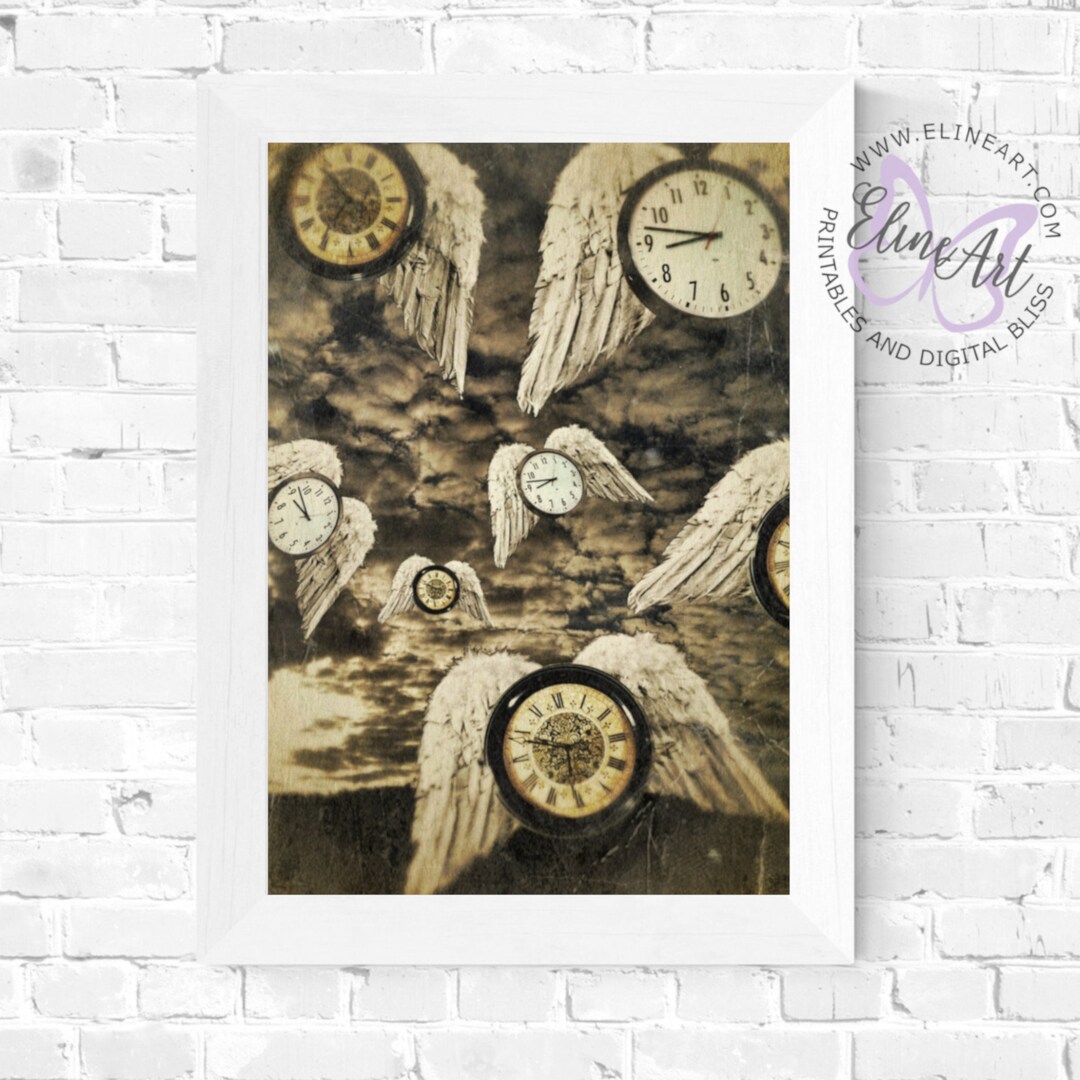 Time Flies - Steampunk Digital Art Printable Wall Decor Poster Instant ...