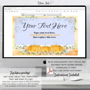 Fall Sign PDF Template - Landscape and Portrait Designs 3 Sizes 8x10 ...