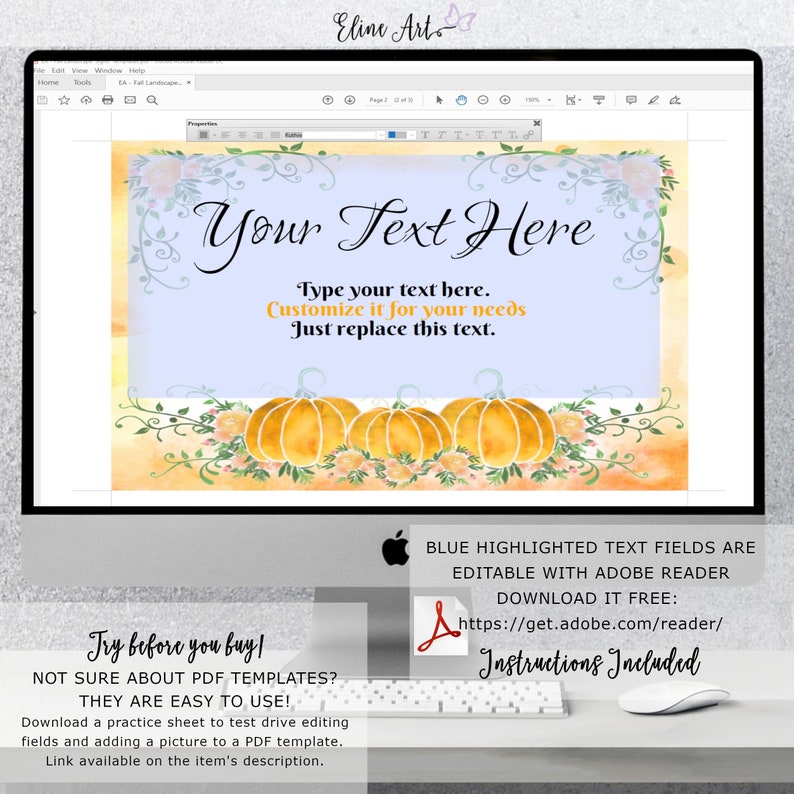Fall Sign PDF Template - Landscape and Portrait Designs 3 Sizes 8x10 ...