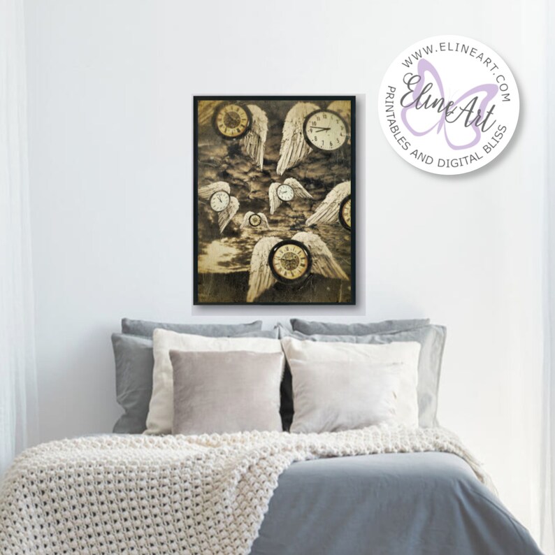 Time Flies - Steampunk Digital Art Printable Wall Decor Poster Instant ...