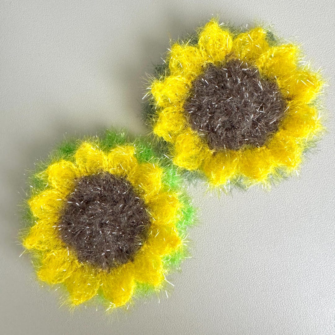 Sunflower - Dish Scrubby | Handmade Crocheted Dish Cloth | Re-usable ...