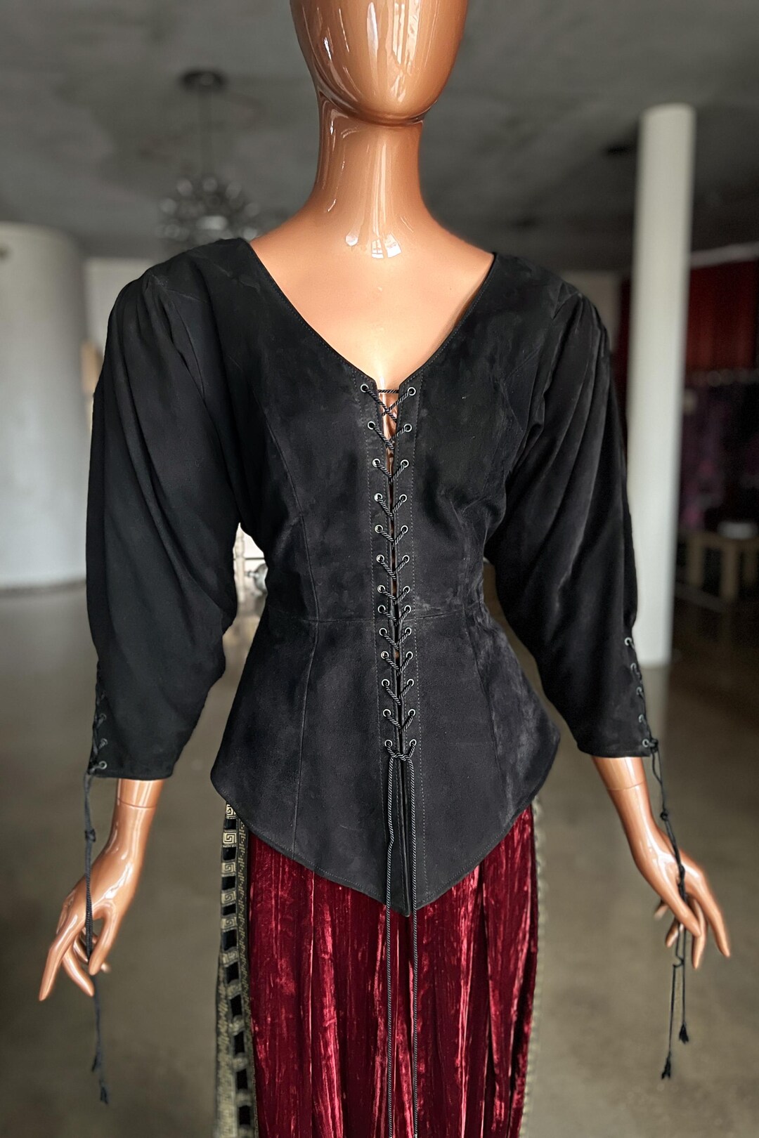 Bodice Jacket, Laced, Suede Jacket, Victorian, Gothic Steampunk Middle ...