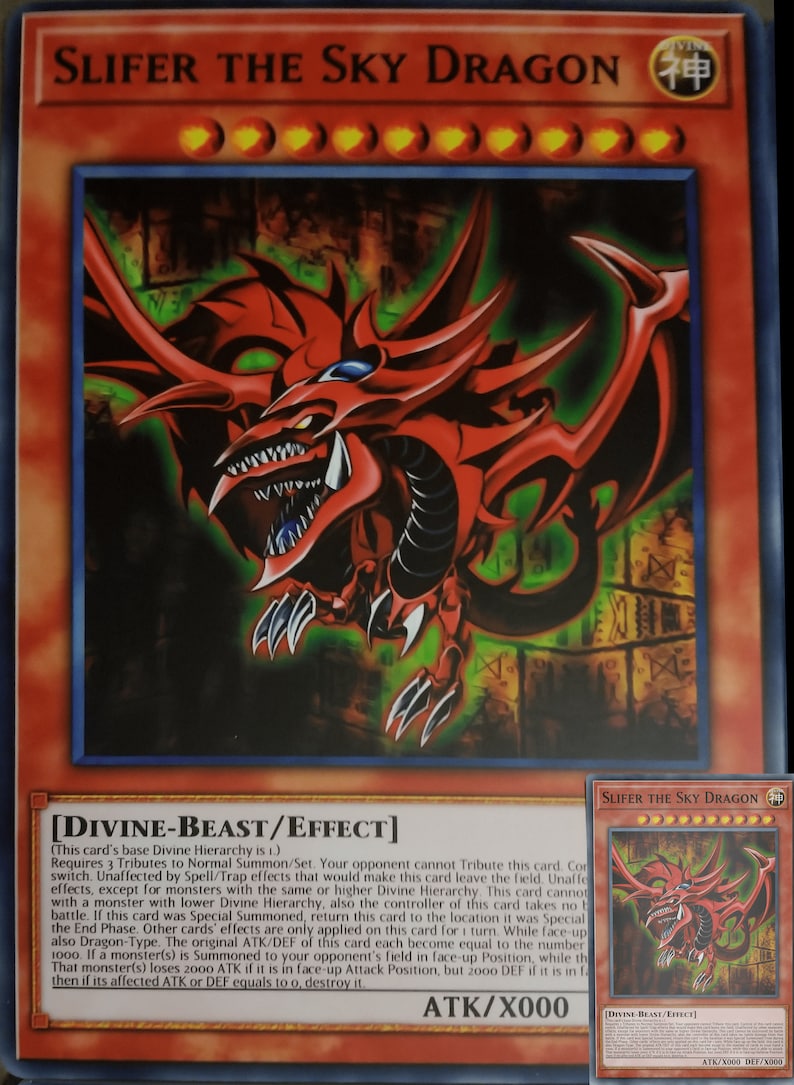 Yugioh 3 Large Cards Divine Beasts Novelty Orica Card: Slifer | Etsy