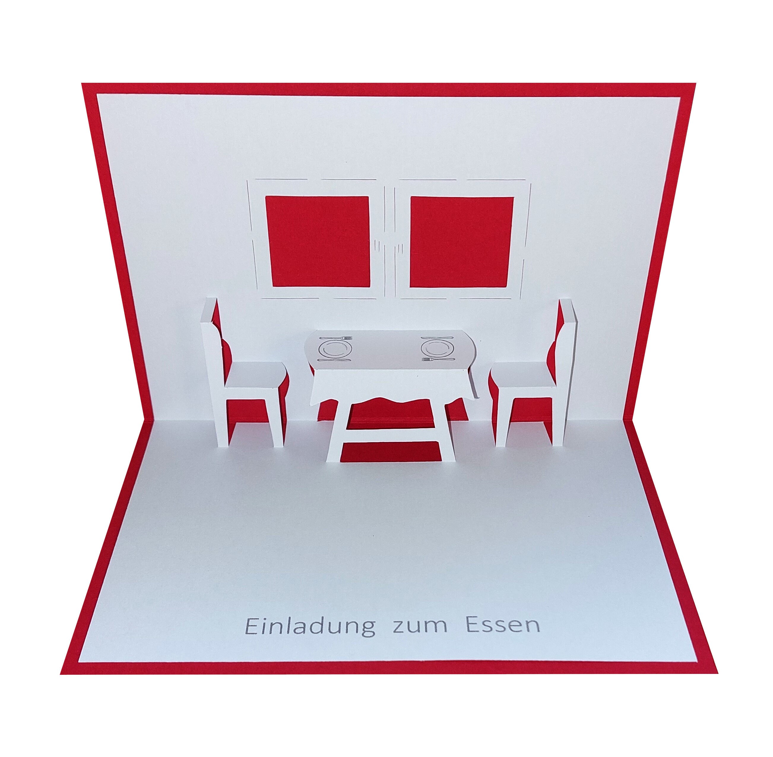 Pop up Karte - Einladung zum Essen; Restaurant, Gaststätte, Bar, Kneipe ...