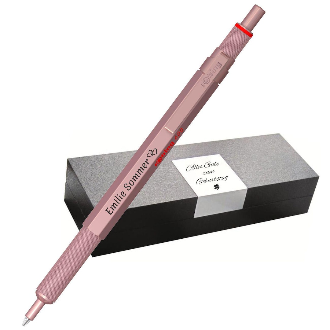 Rotring 600 Ballpoint Pen Rose Gold – Case + Engraving | Luxury Pen ...