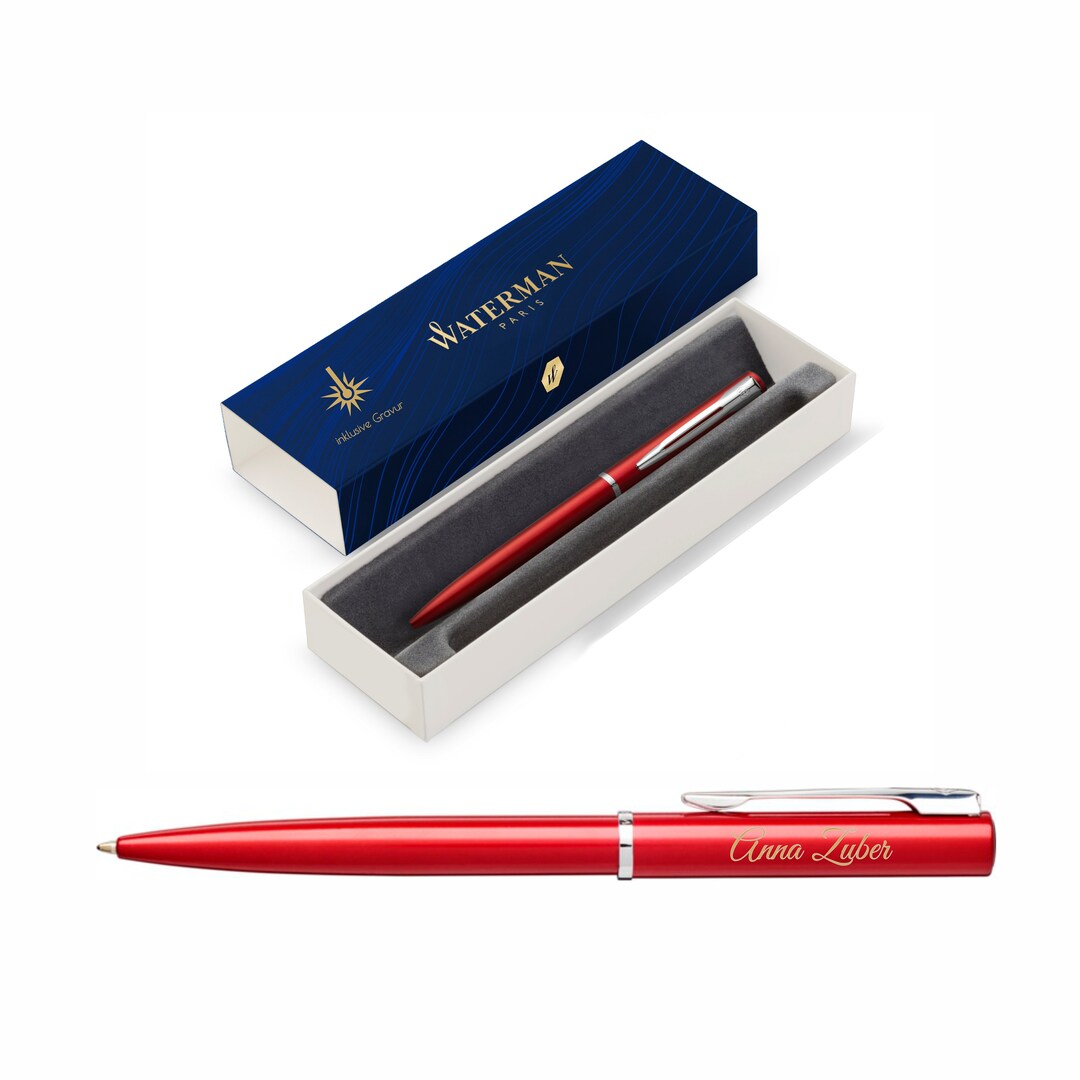 WATERMAN® Retractable Ballpoint Pen Model ALLURE Red C.C. Premium With ...
